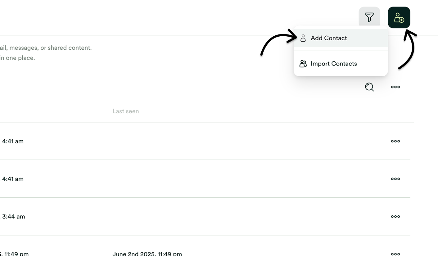 Manually add or remove people from your Contacts and Hub